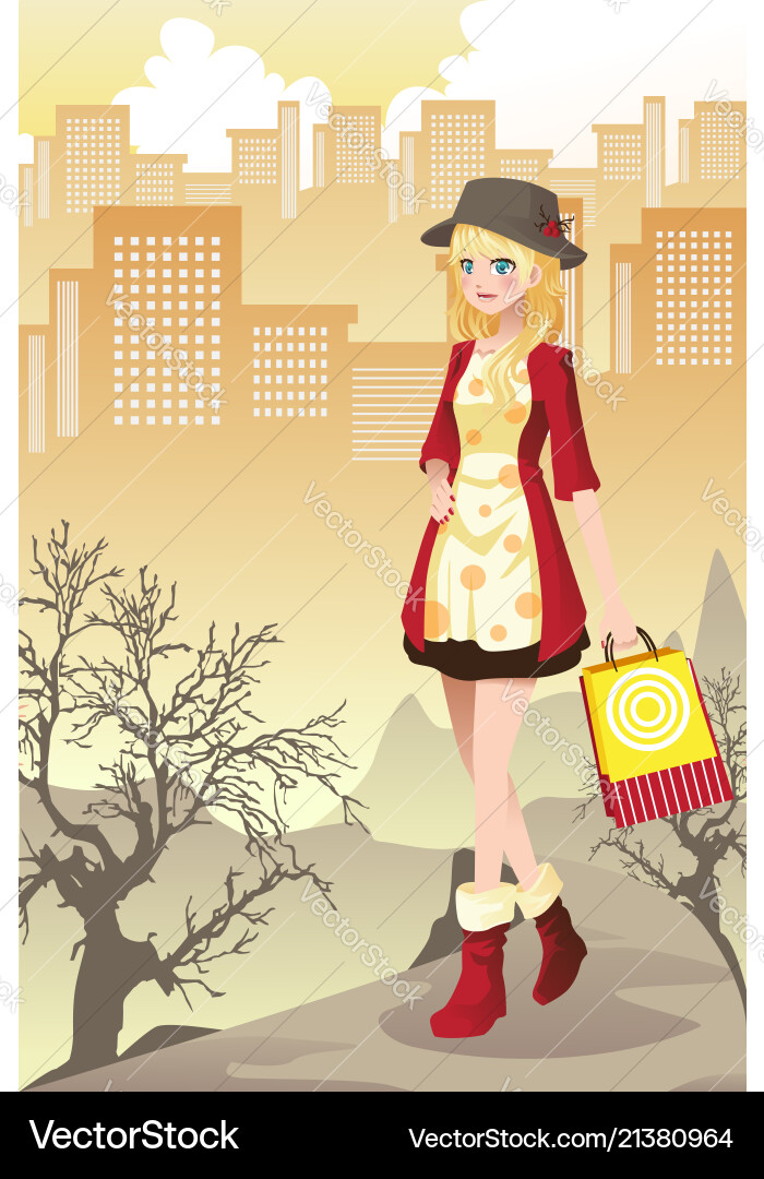 Shopping girl Royalty Free Vector Image - VectorStock