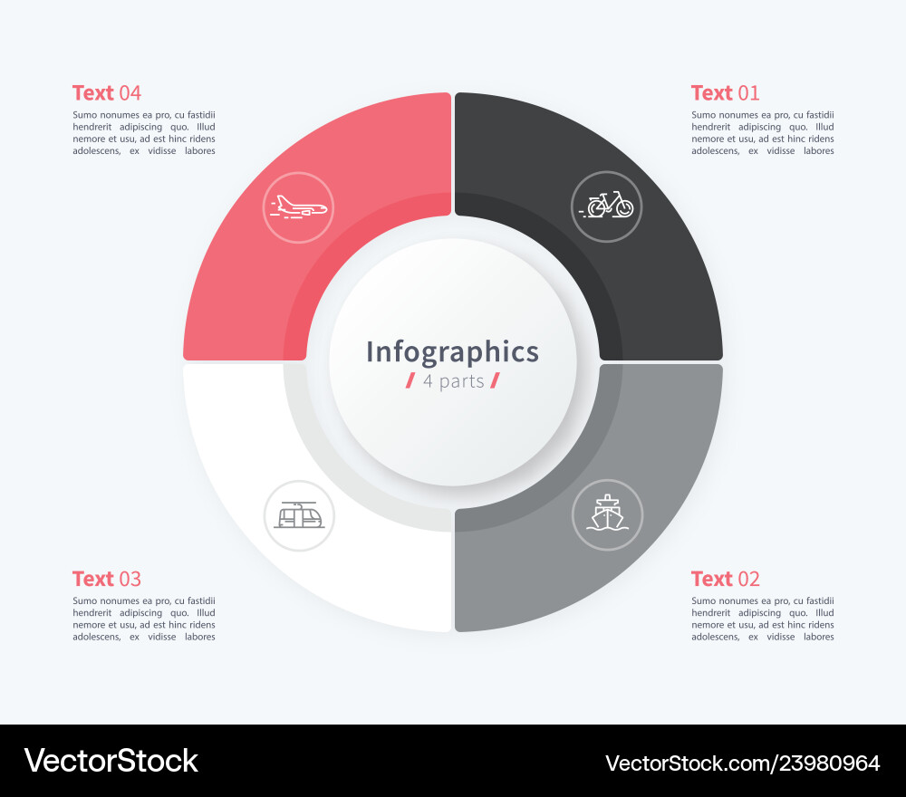 Stylish pie chart circle infographic template 4 Vector Image