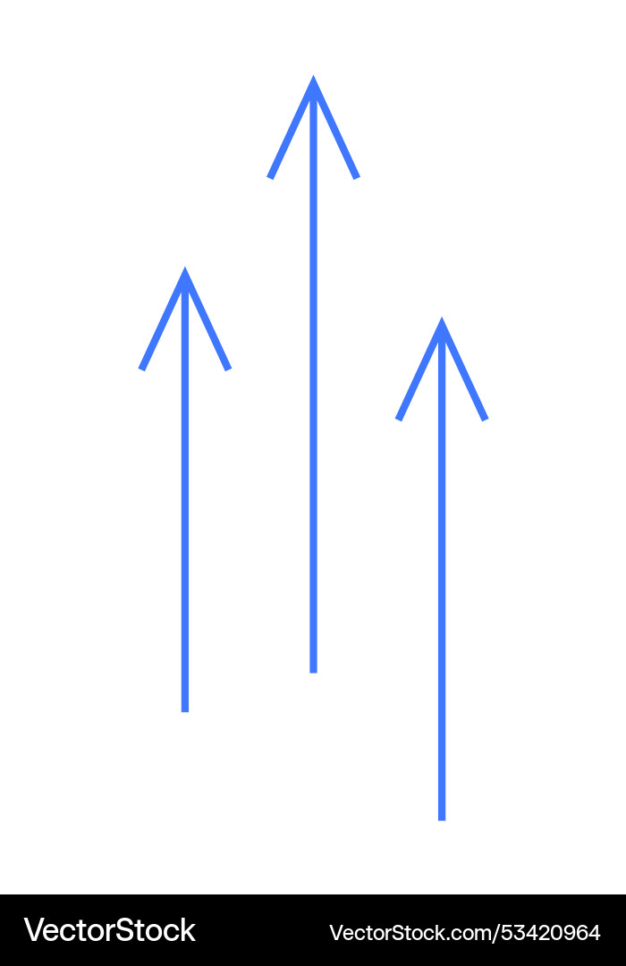Three blue arrows pointing upwards on a white Vector Image