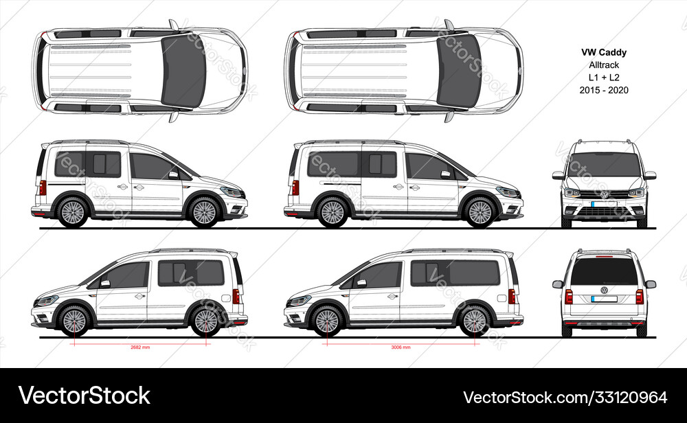 Vw caddy alltrack l1 l2 2015-present Royalty Free Vector