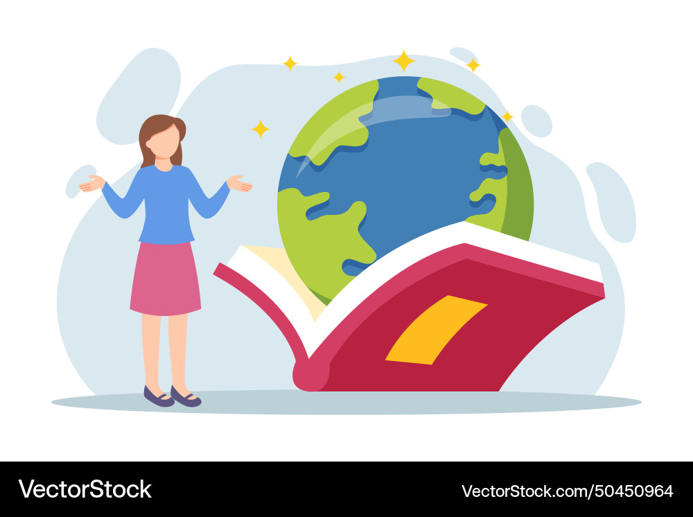 World book day flat design Royalty Free Vector Image