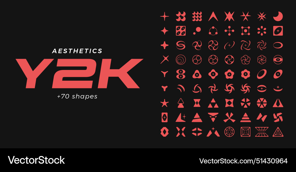 Y2k retro futuristic elements 2000s abstract Vector Image