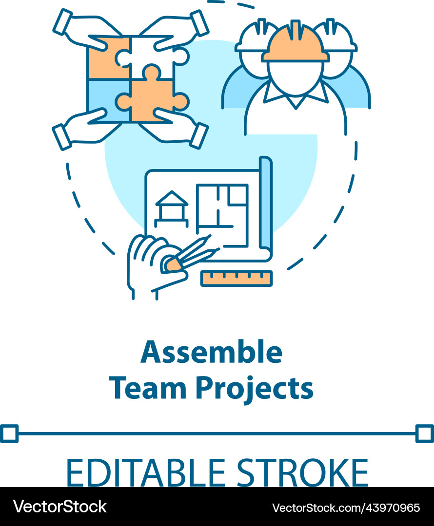 Assemble team projects concept icon Royalty Free Vector