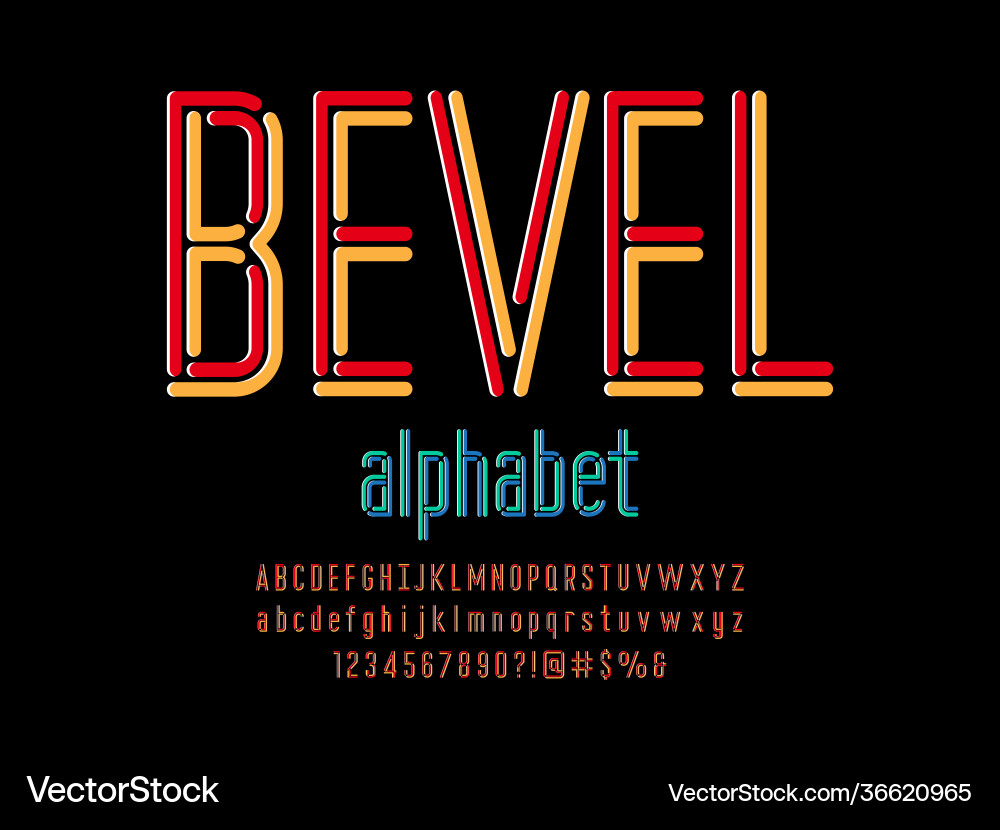 Bevel font Royalty Free Vector Image - VectorStock