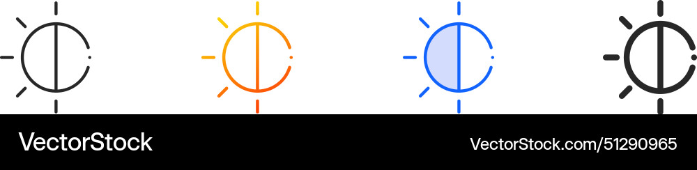 Brightness and contrast iconthin linear gradient Vector Image