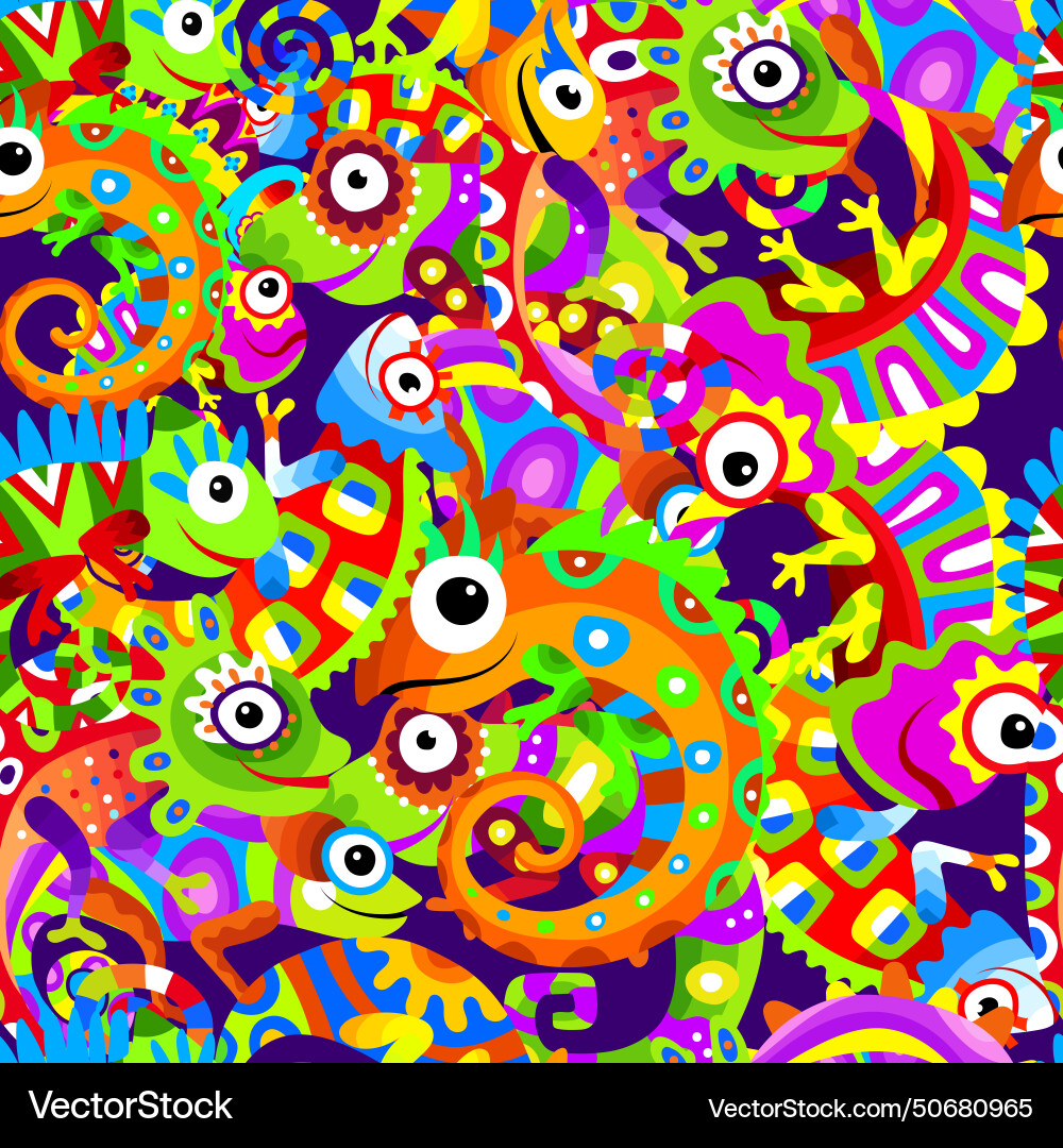 Chameleon Pattern - Tropical Wildlife – Royalty-Free Vector | VectorStock