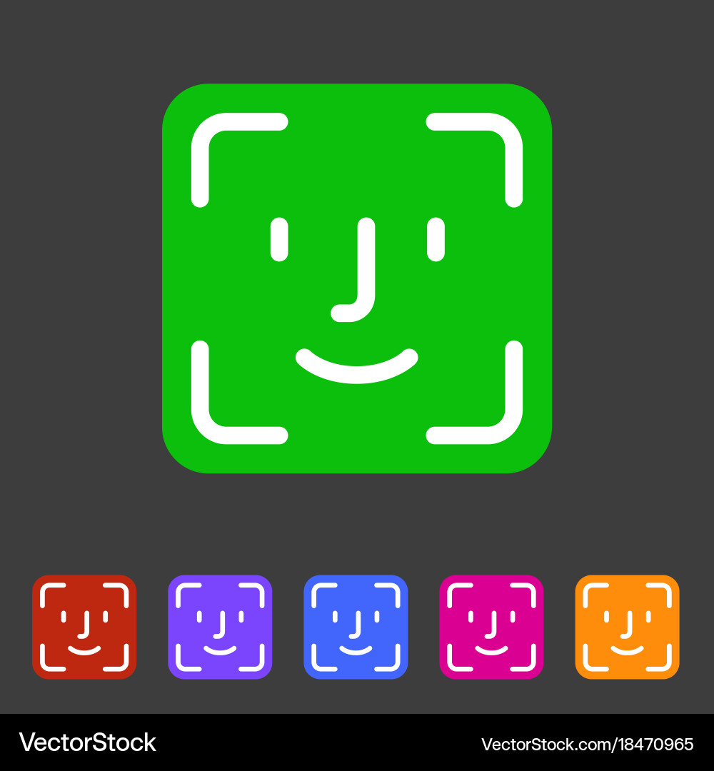 Face id icon flat web sign symbol logo label Vector Image