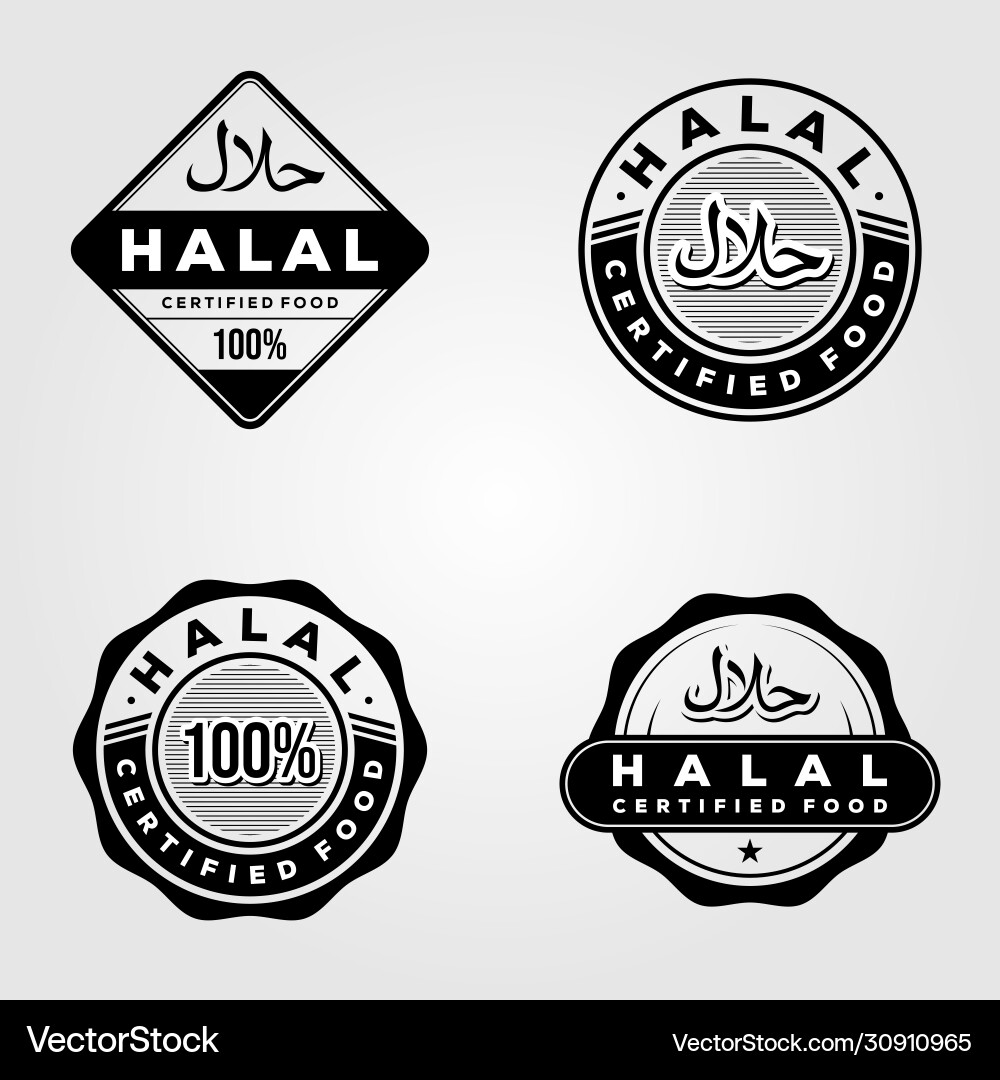 Halal certified food logo set islamic template Vector Image