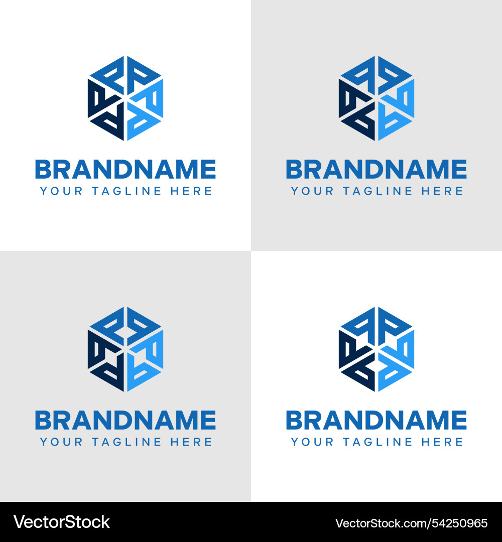 Letters pp qq pq qp hexagon logo symbolizing Vector Image