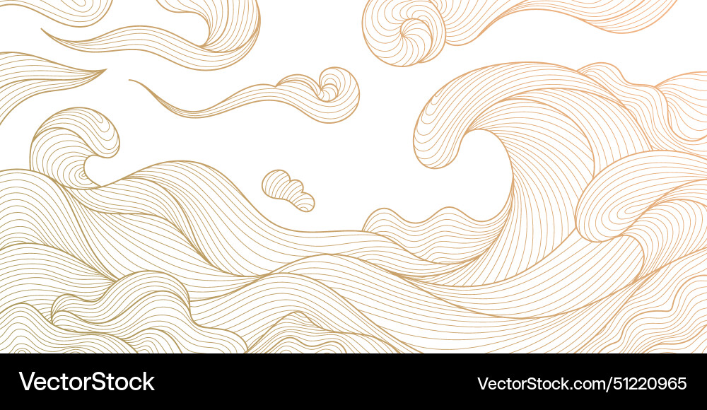 Line wave japanese pattern sea texture Royalty Free Vector