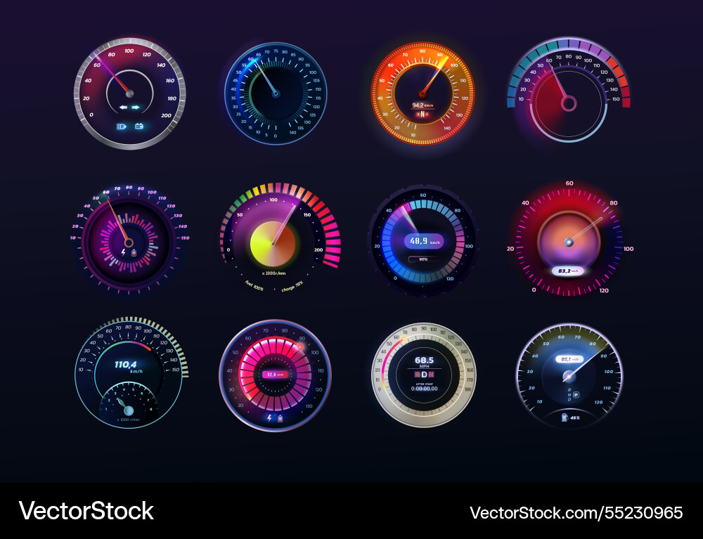 Odometer car speedometer gauge equipment panel Vector Image