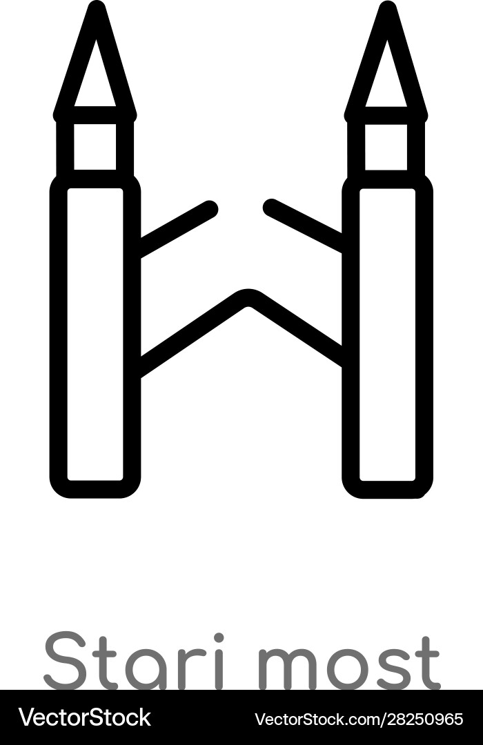 Outline stari most icon isolated black simple Vector Image