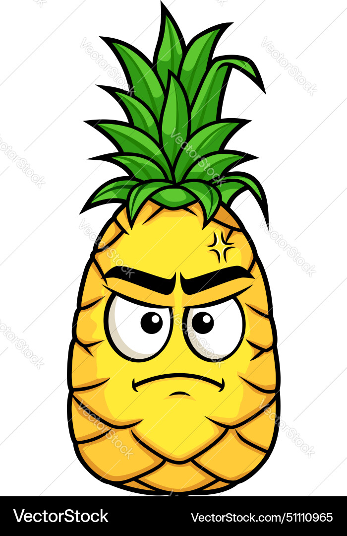 Pineapple character feeling angry cartoon clip art