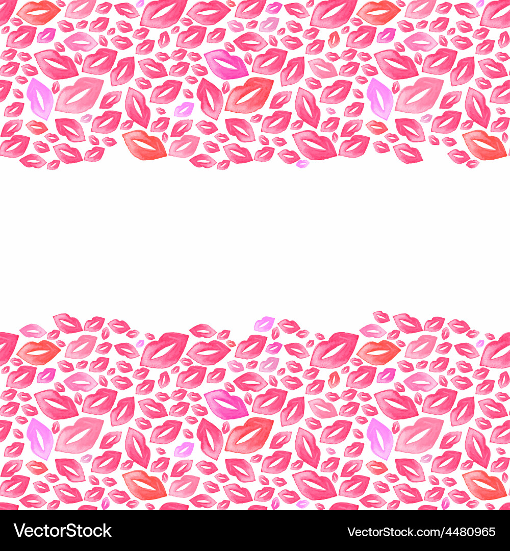 Nahtlose Aquarellgrenzen mit Lippenflecken Vektorbild