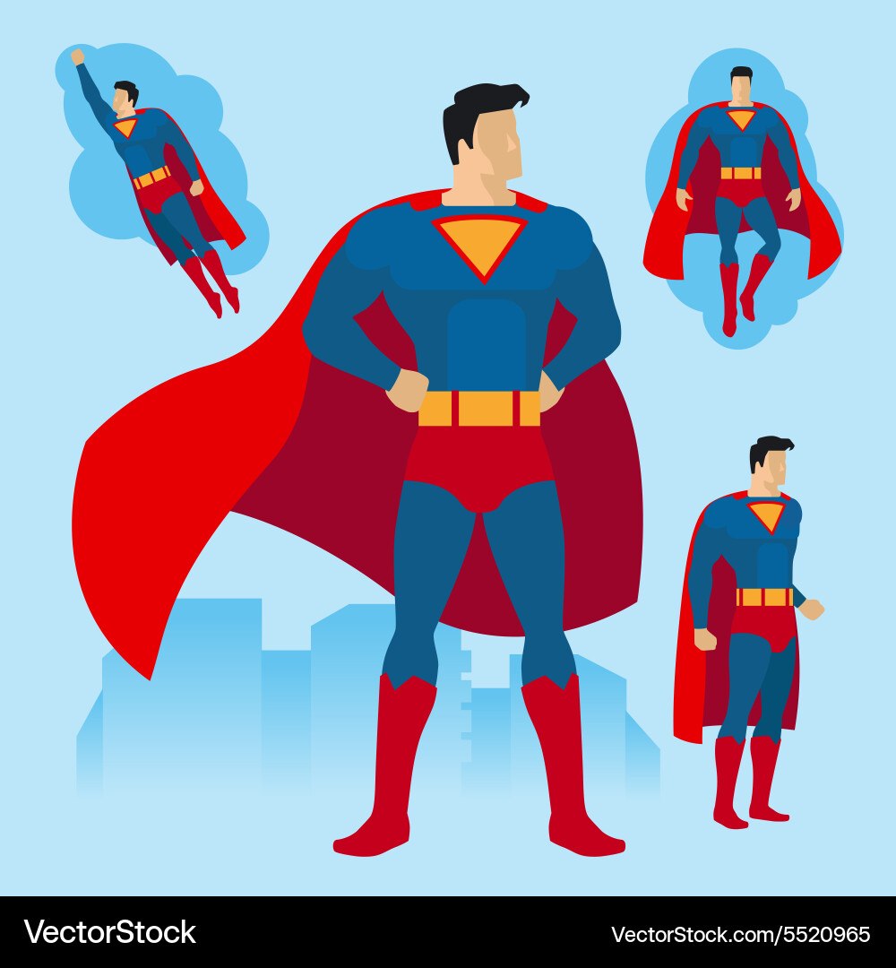 Superhero poses set Royalty Free Vector Image - VectorStock