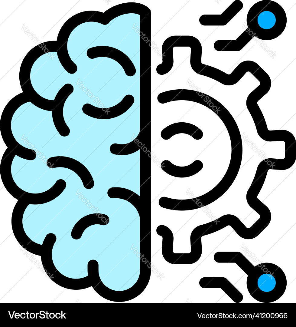 Ai gear brain icon outline network machine Vector Image