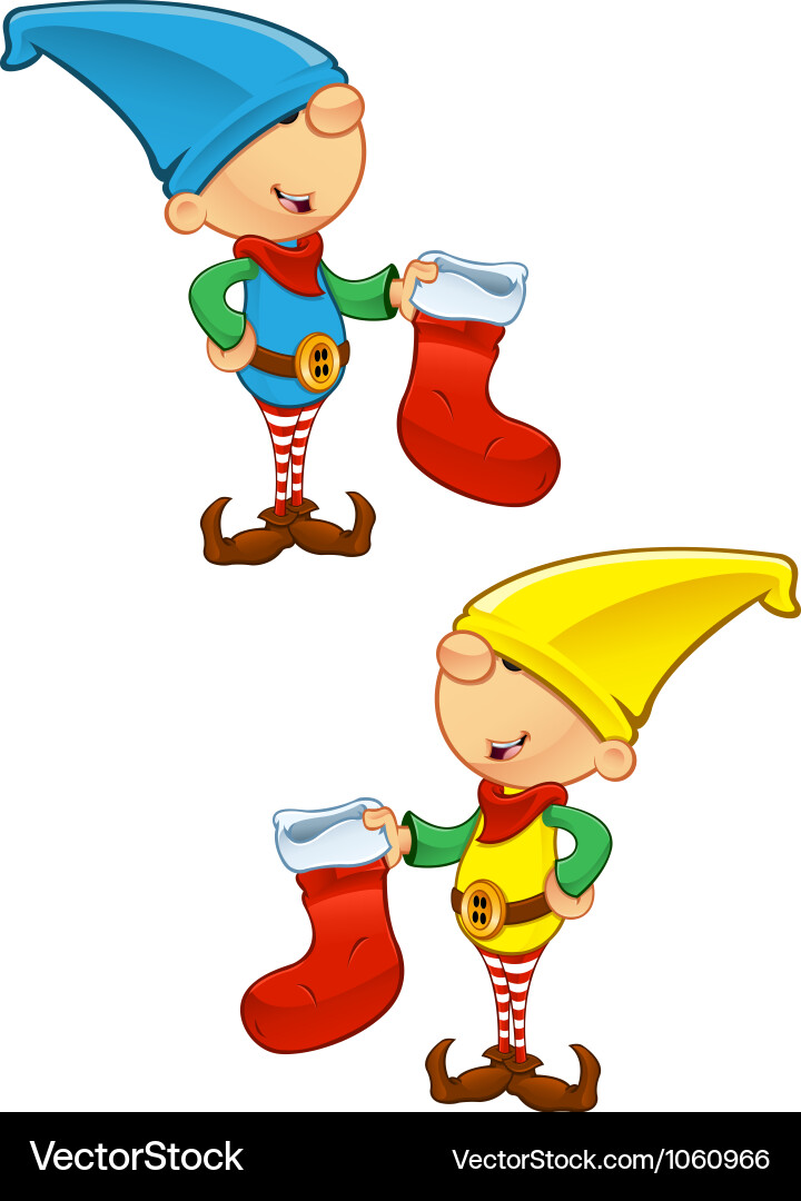 Cheerful Elf with Stocking Royalty Free Vector Image