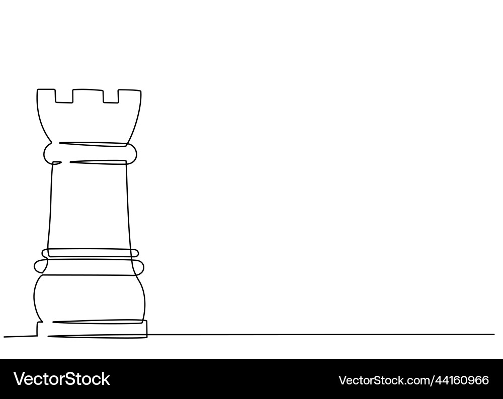 Continuous one line drawing of chess piece rook Vector Image