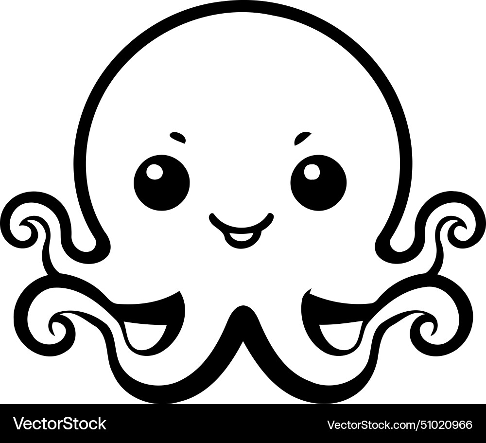 Cute smiling octopus isolated on white background Vector Image