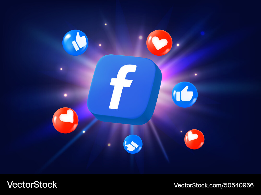 Facebook application logo with social media Vector Image