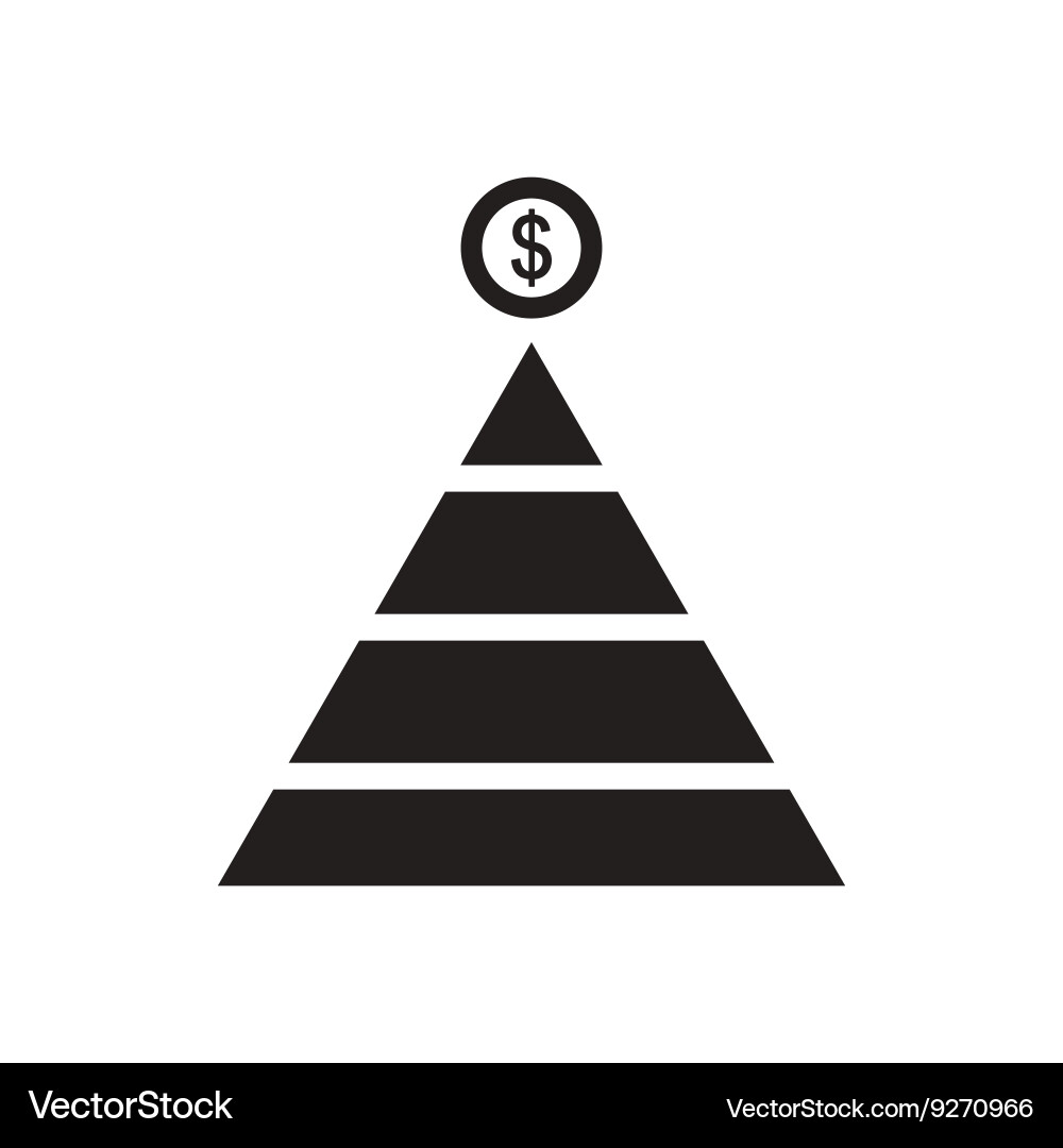 Financial Pyramid Icon - Black & White Vector Image
