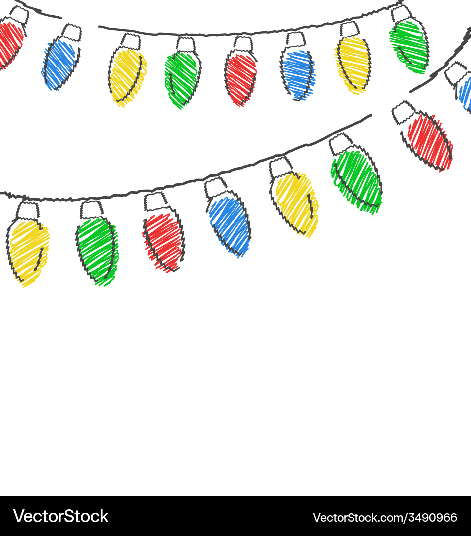 Hand drawn christmas lights isolated on white Vector Image