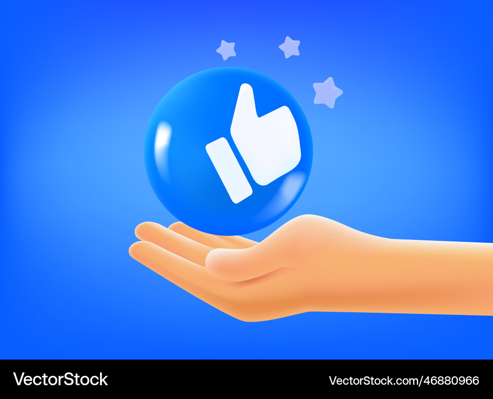 Hand with social media reaction 3d mobile Vector Image