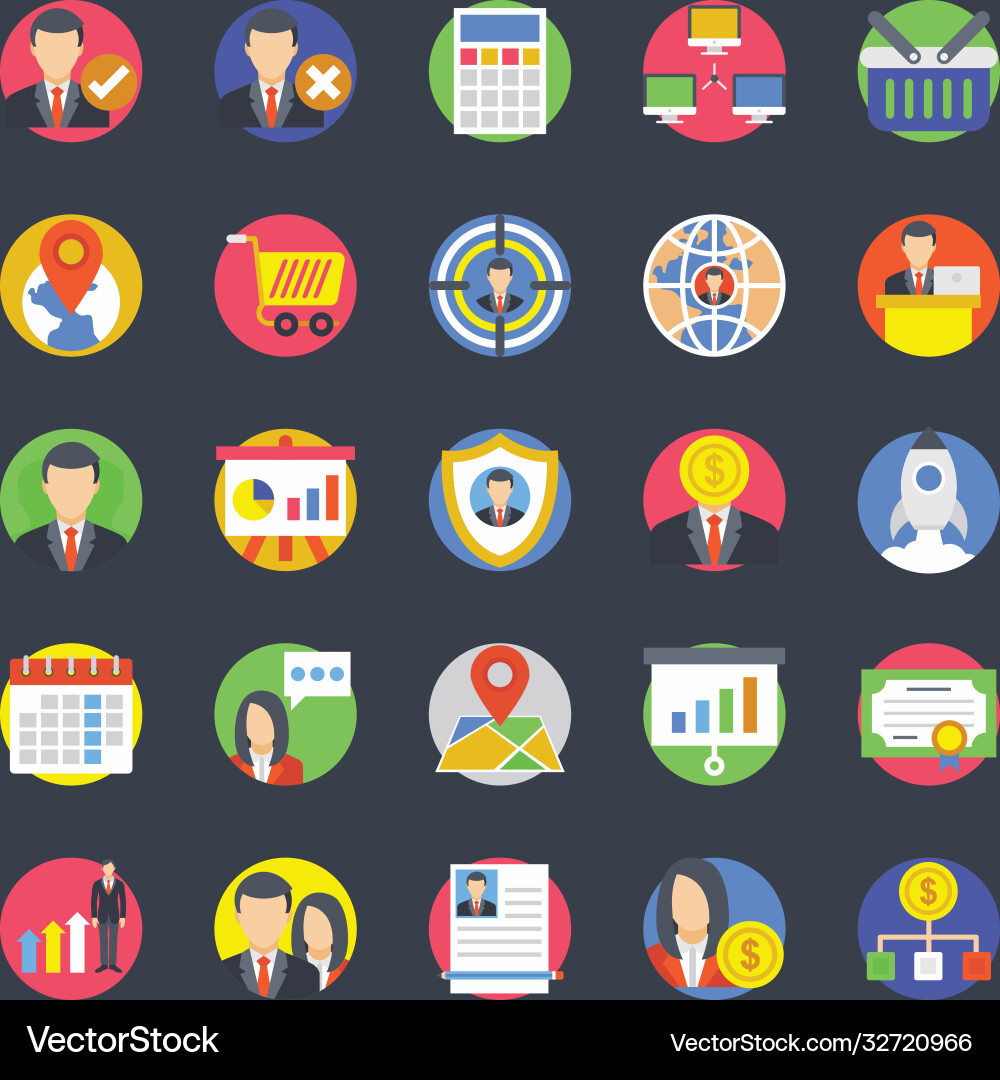 Human resources flat style icons Royalty Free Vector Image