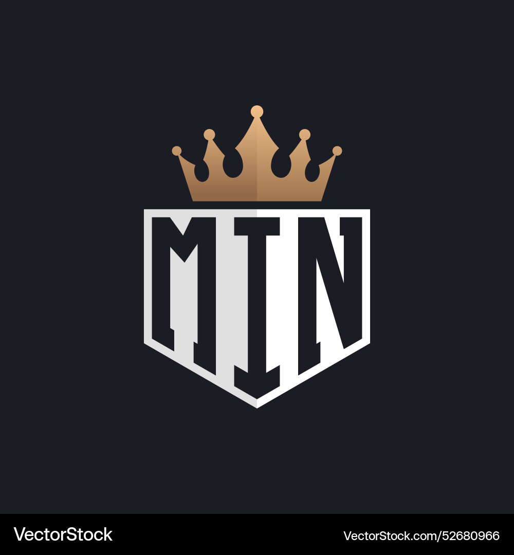 Luxury min logo with crown elegant initials Vector Image