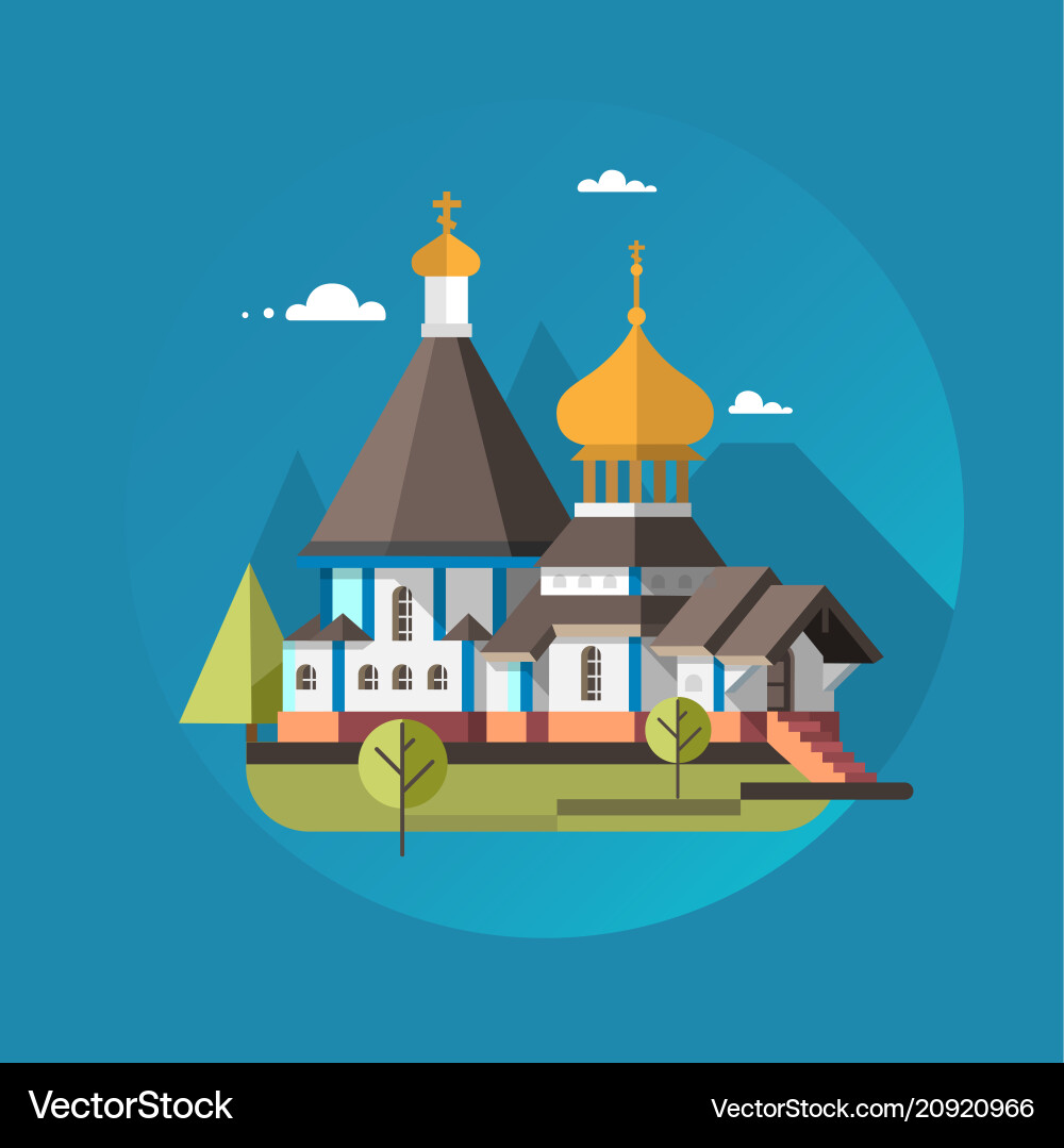 Orthodox church flat design Royalty Free Vector Image