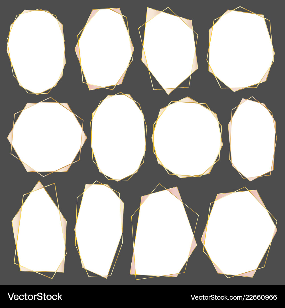 Set of geometric gold frame decorative element Vector Image