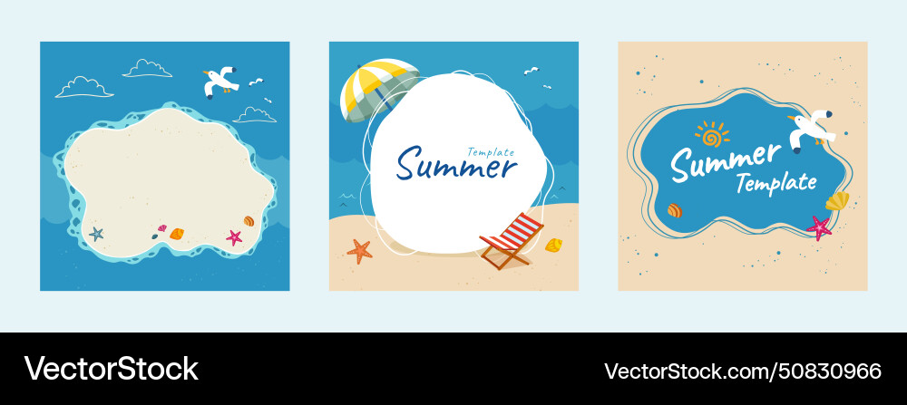 Summer beach template set Royalty Free Vector Image