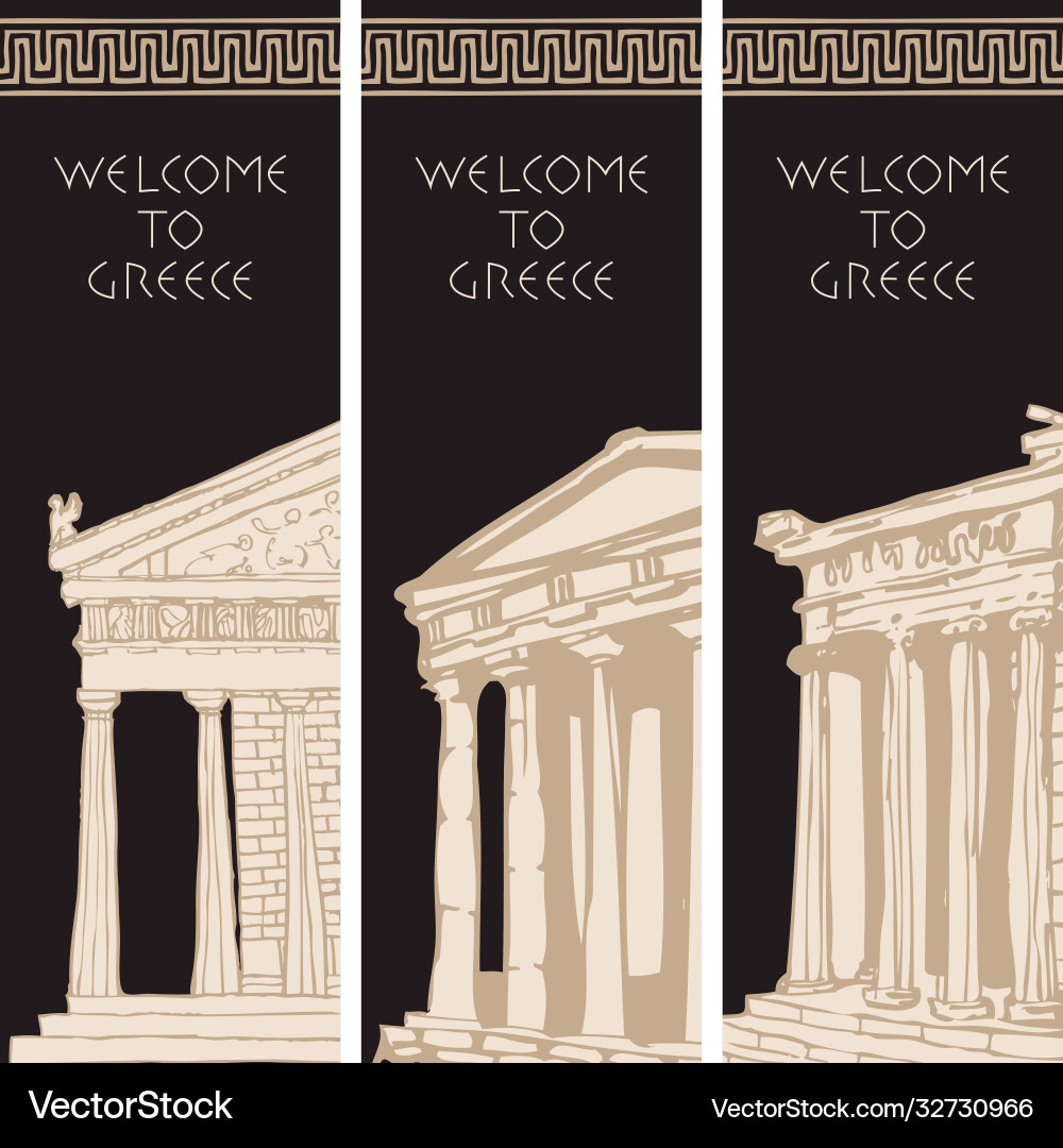 Travel banners on theme ancient greece Royalty Free Vector