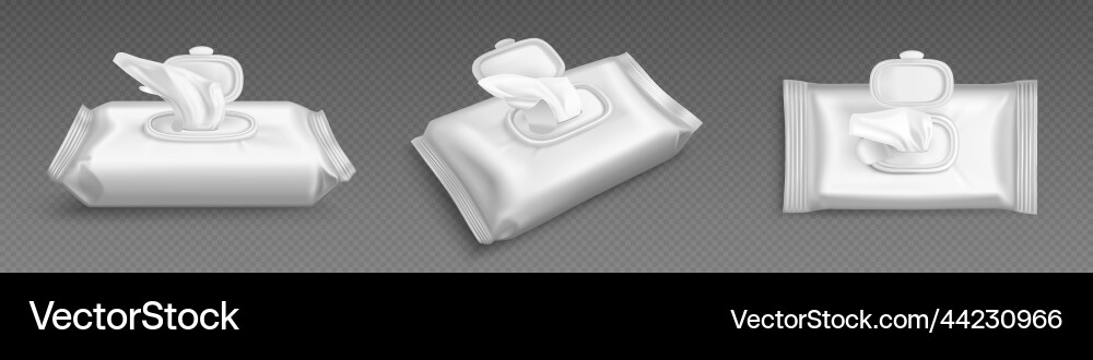 Wet wipes package tissues pack mock up Royalty Free Vector