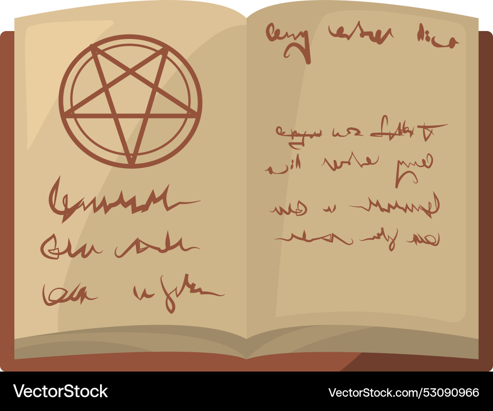 Witchcraft book pages old magic spell grimoire Vector Image