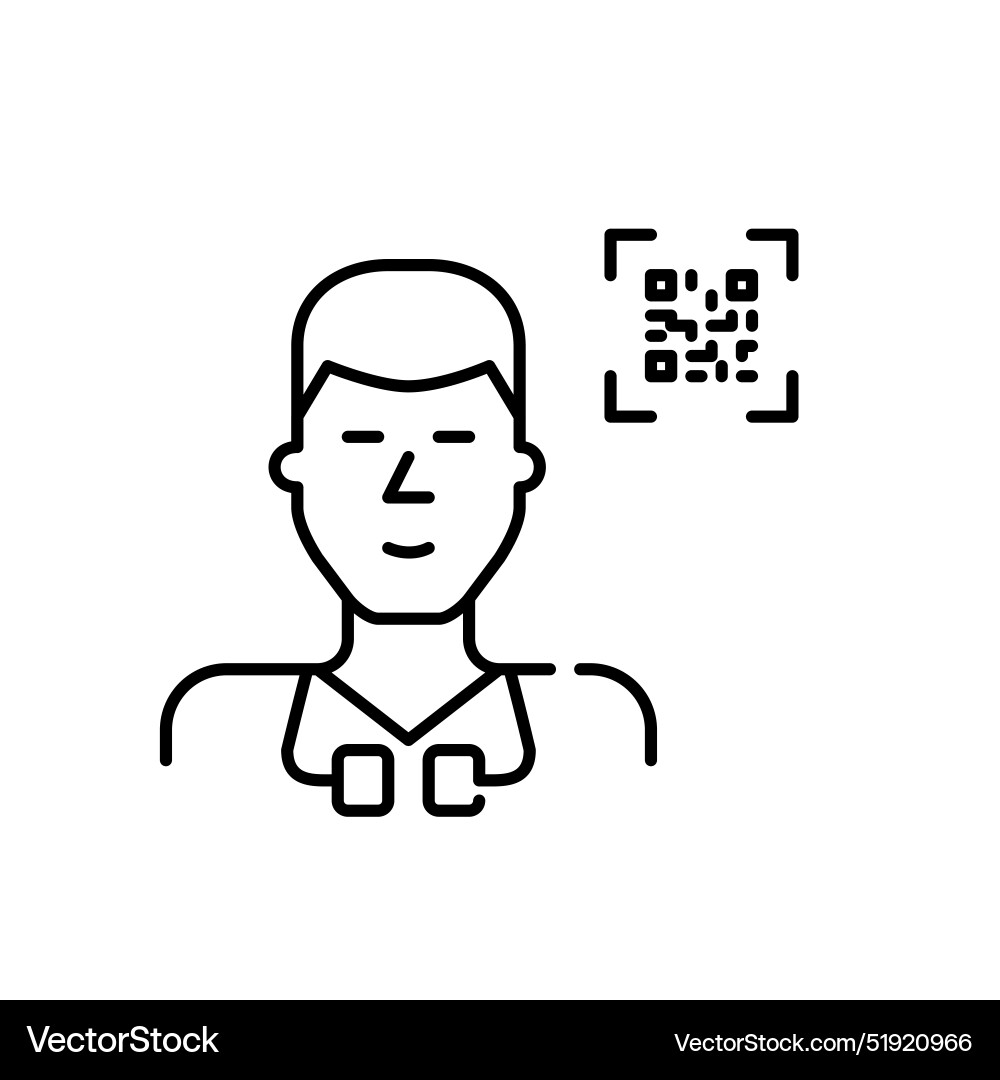 Young doctor wearing stethoscope and qr code easy Vector Image