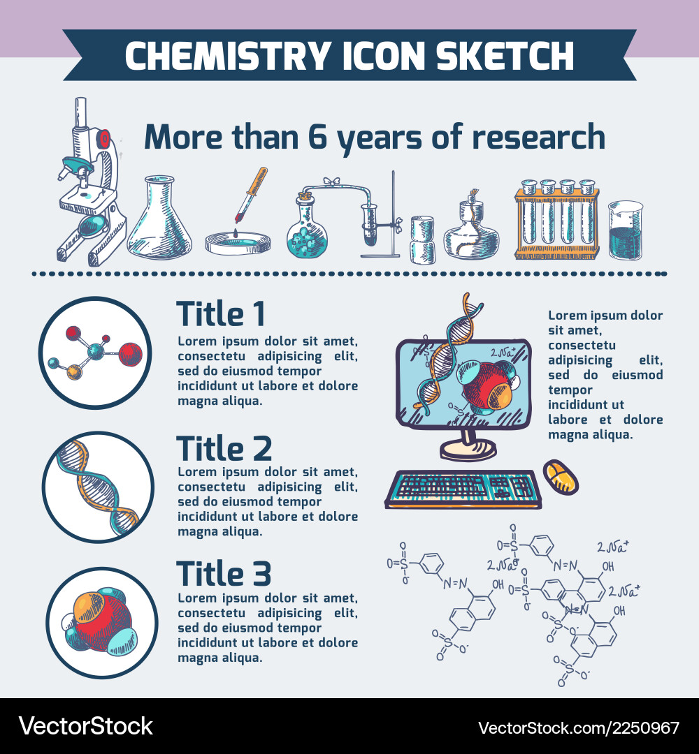 Chemistry research infographic sketch Royalty Free Vector