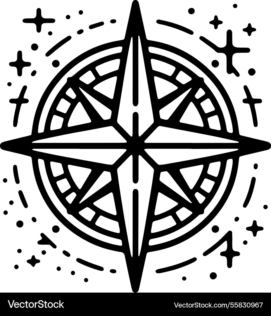 Compass for astronomical navigation tribal art Vector Image