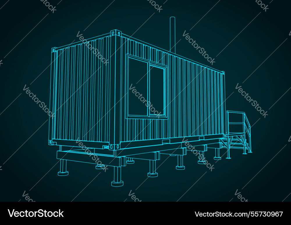 Container house blueprint Royalty Free Vector Image