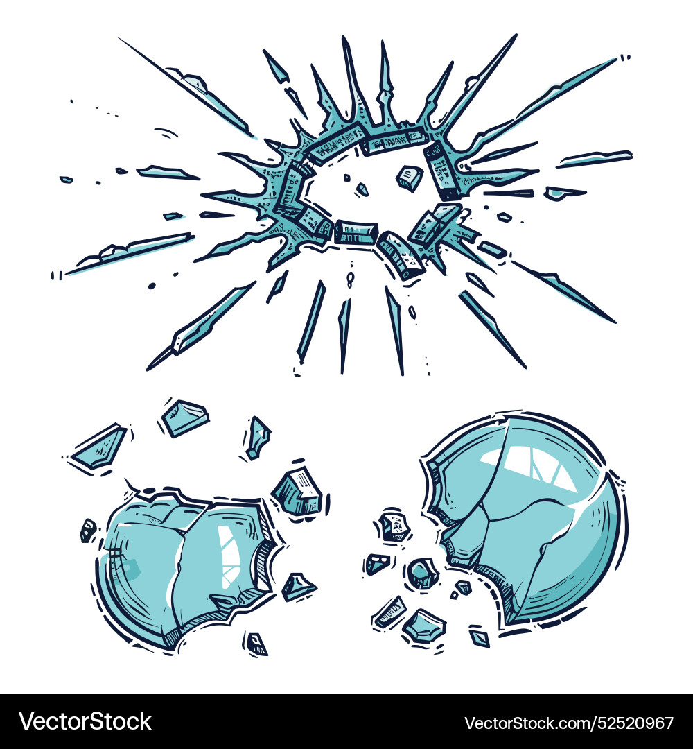 Exploding microchip shattered glass ball concept Vector Image