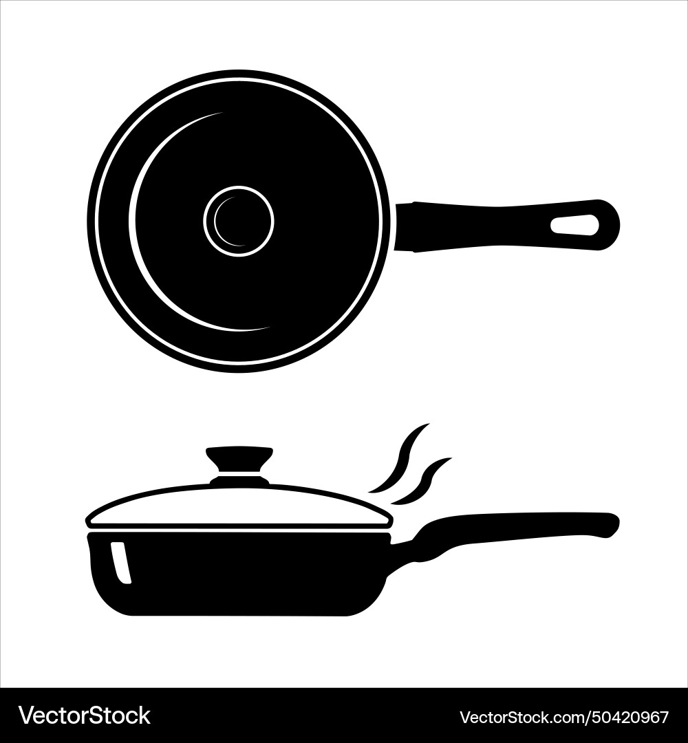 Frying pan with lid handle top Royalty Free Vector Image