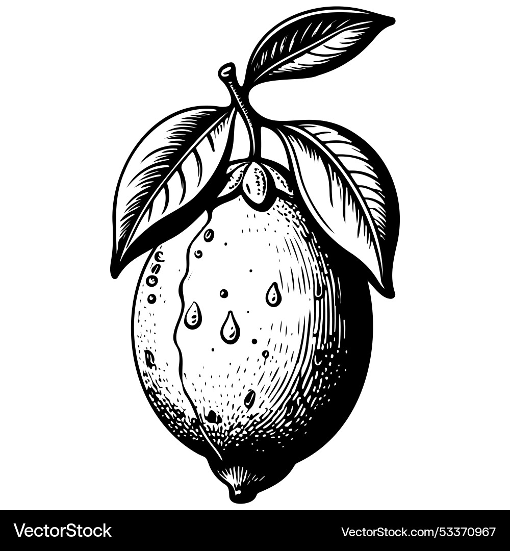 Lemon drawing vintage line image Royalty Free Vector Image