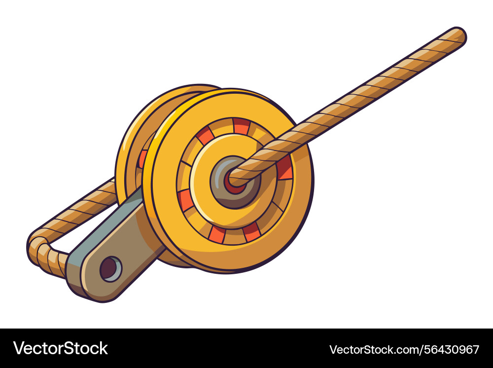 Mechanical wooden rope pulley system Royalty Free Vector