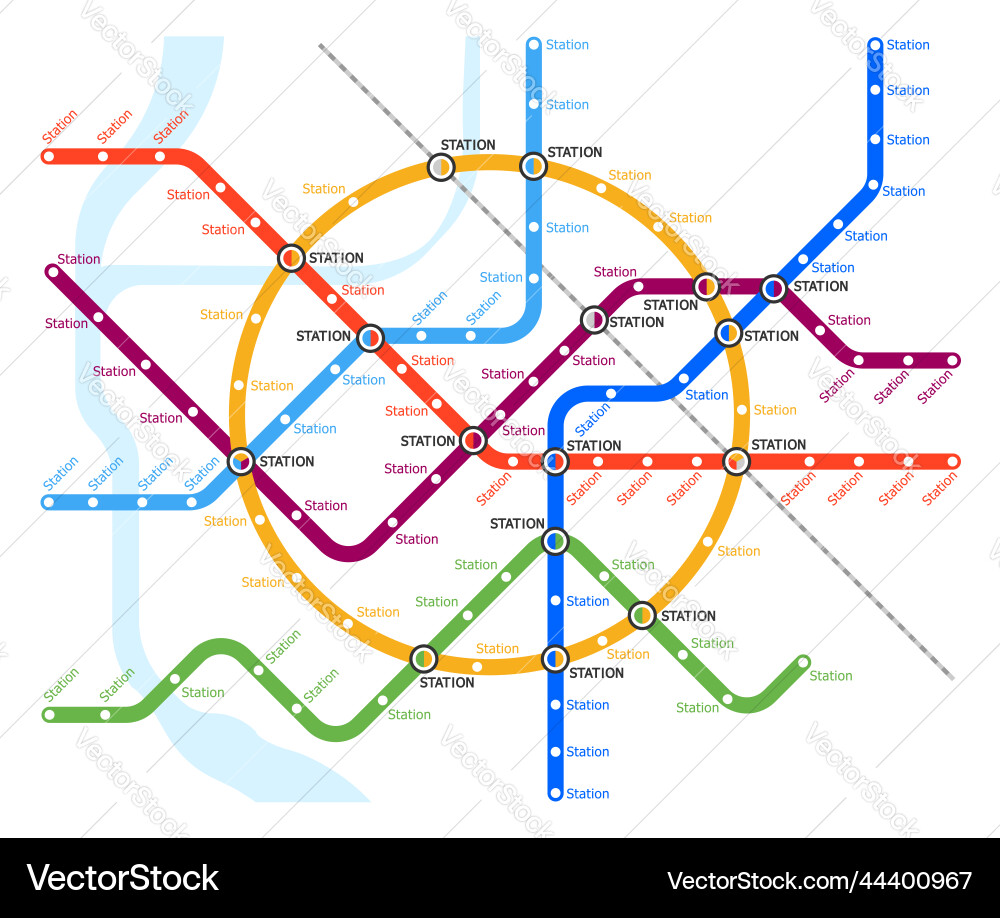 Metro underground and subway line stations map Vector Image