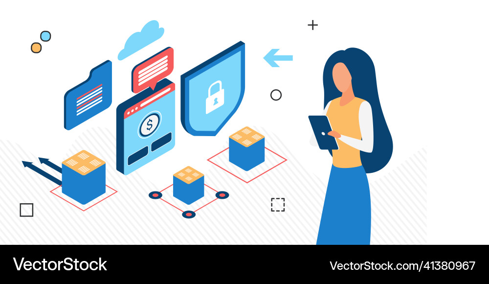 Online banking security network and electronic Vector Image