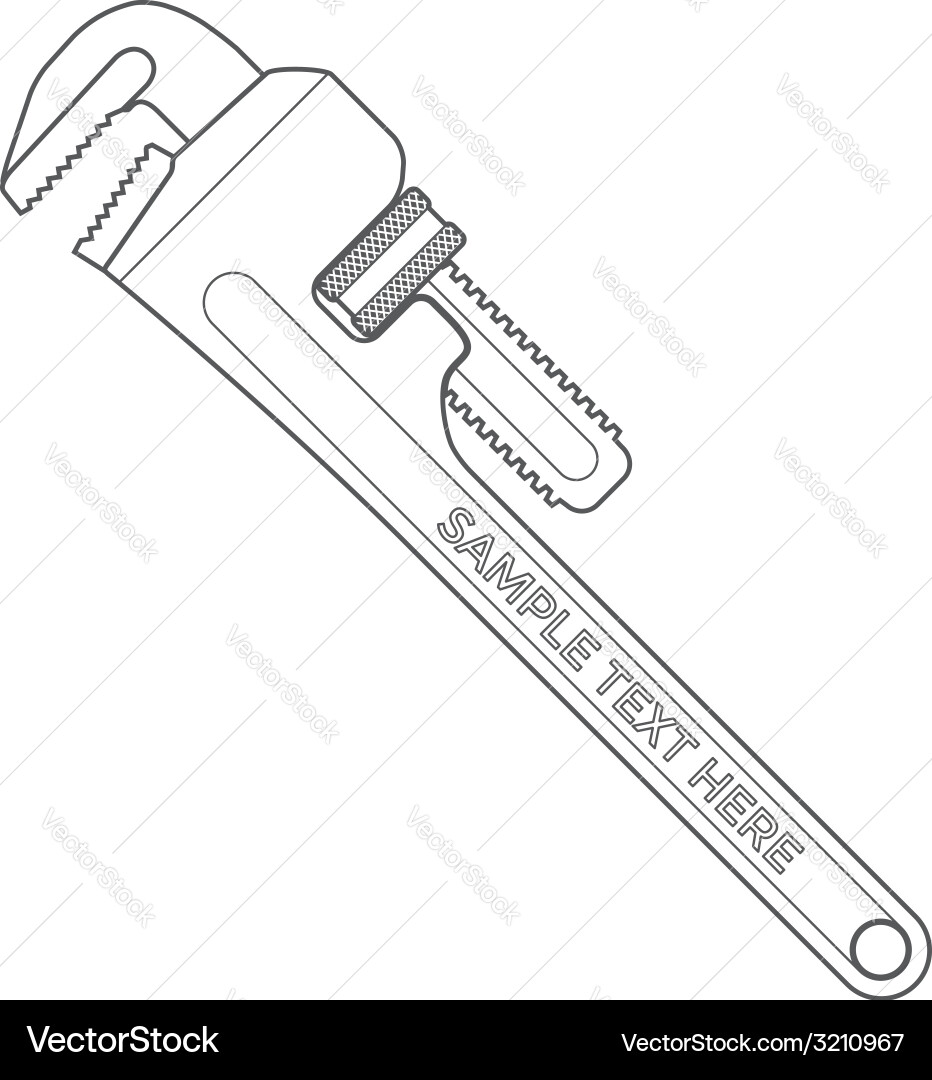 Outline pipe wrench Royalty Free Vector Image - VectorStock