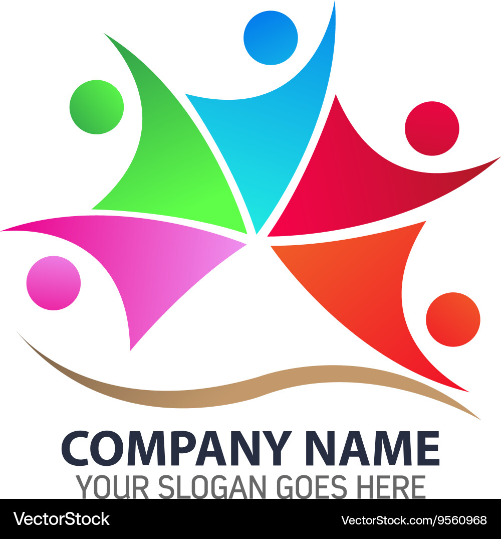 Abstract colorful group of people logo icon Vector Image