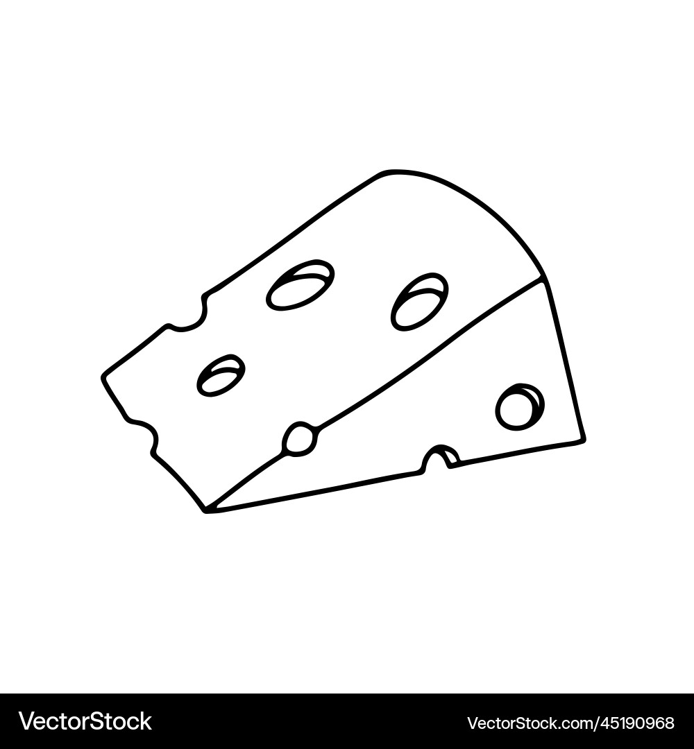 Cheese slice simple outline food Royalty Free Vector Image