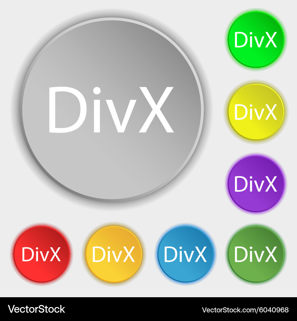 Divx video format sign icon symbol symbols Vector Image