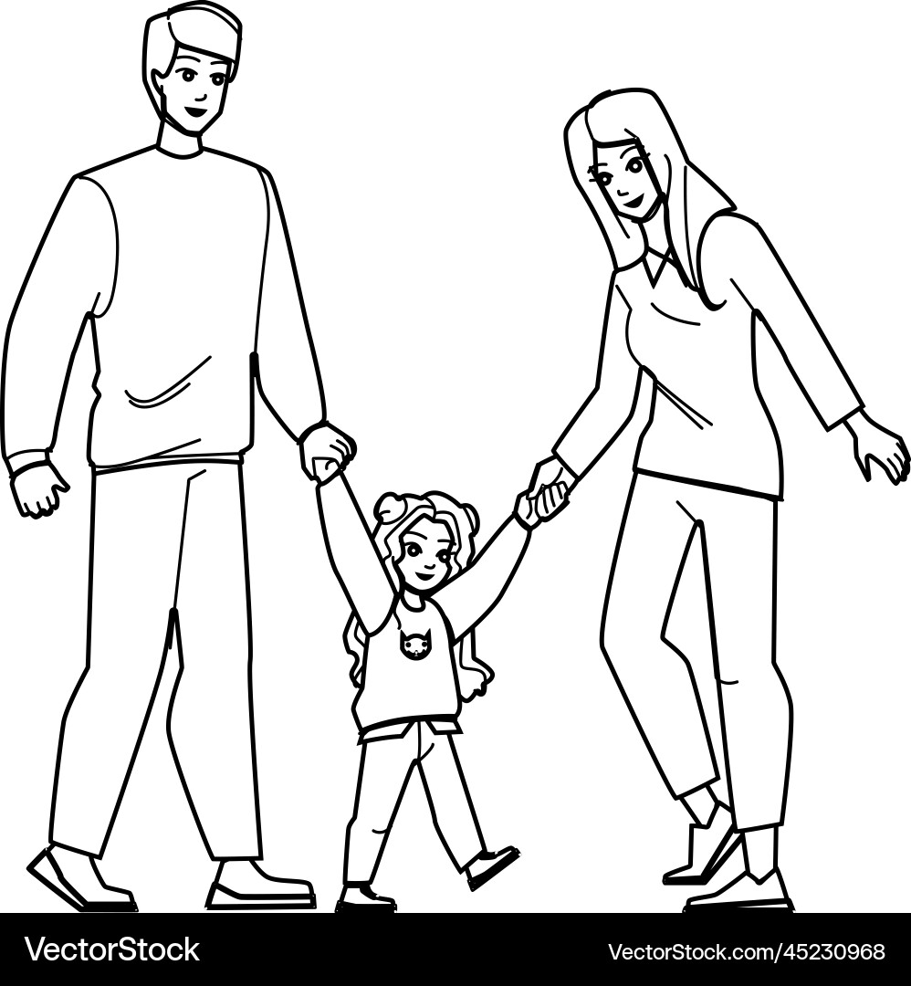 Family walking Royalty Free Vector Image - VectorStock